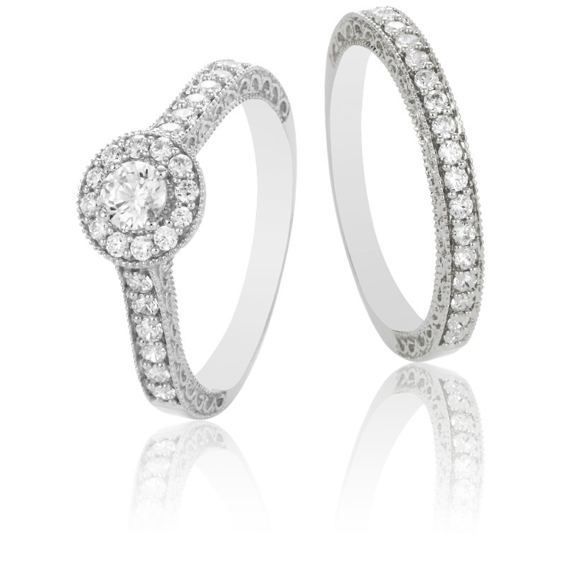 Alliance & Solitaire Shirin, Diamant & Or Blanc -Alliantine - Ocarat