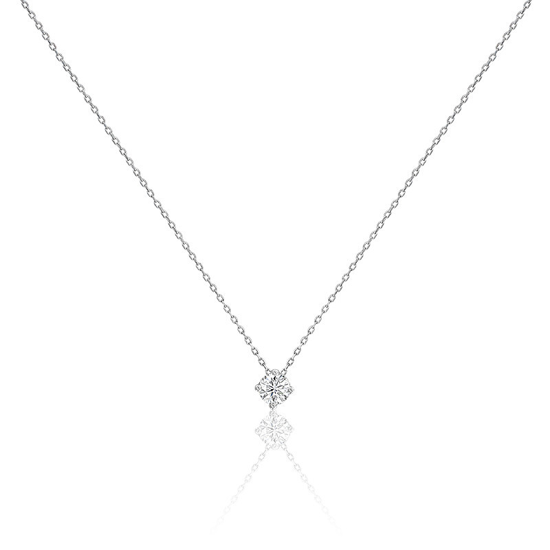 Collier diamant solitaire 4 griffes HSI & or blanc - Divine - Ocarat