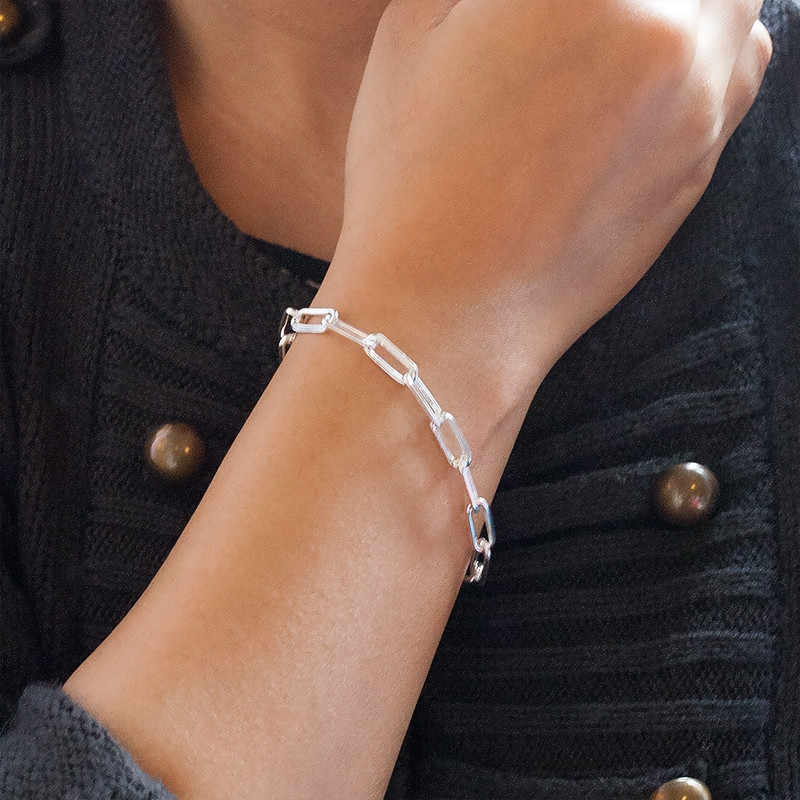 Bracelet tendance maille rectangulaire en argent massif - Ocarat